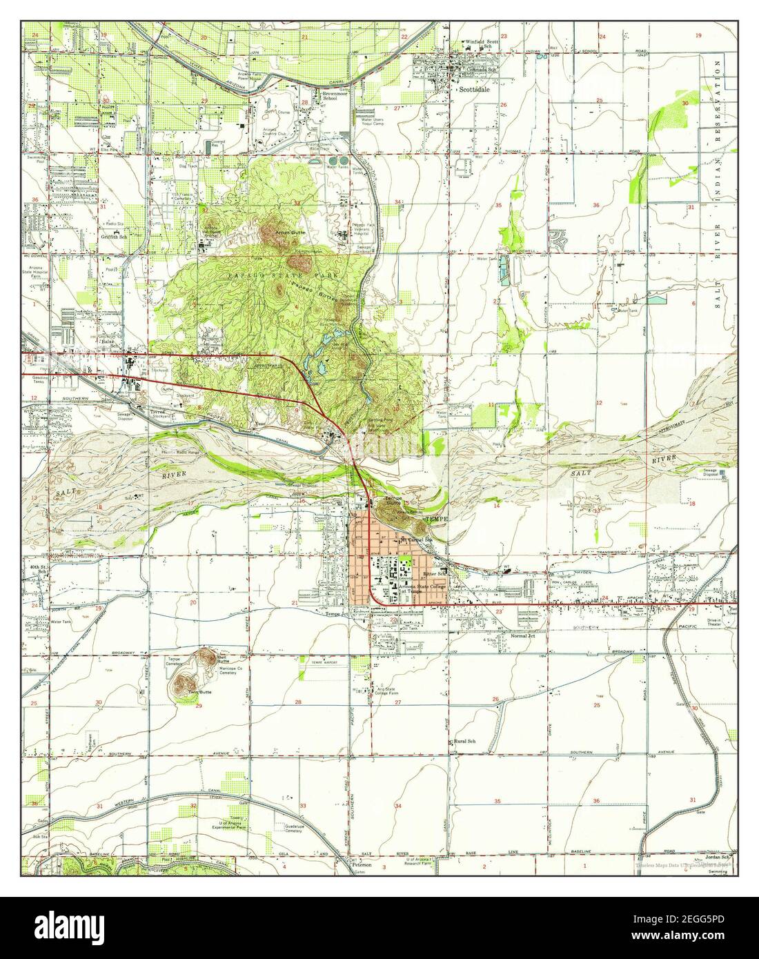 Tempe, Arizona, map 1952, 1:24000, United States of America by Timeless ...