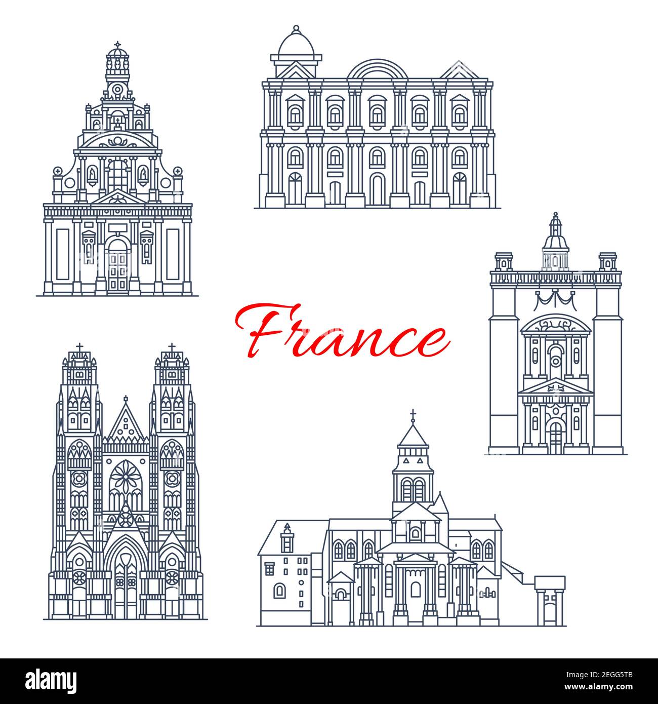 France famous travel landmark buildings and Marseilles architecture ...