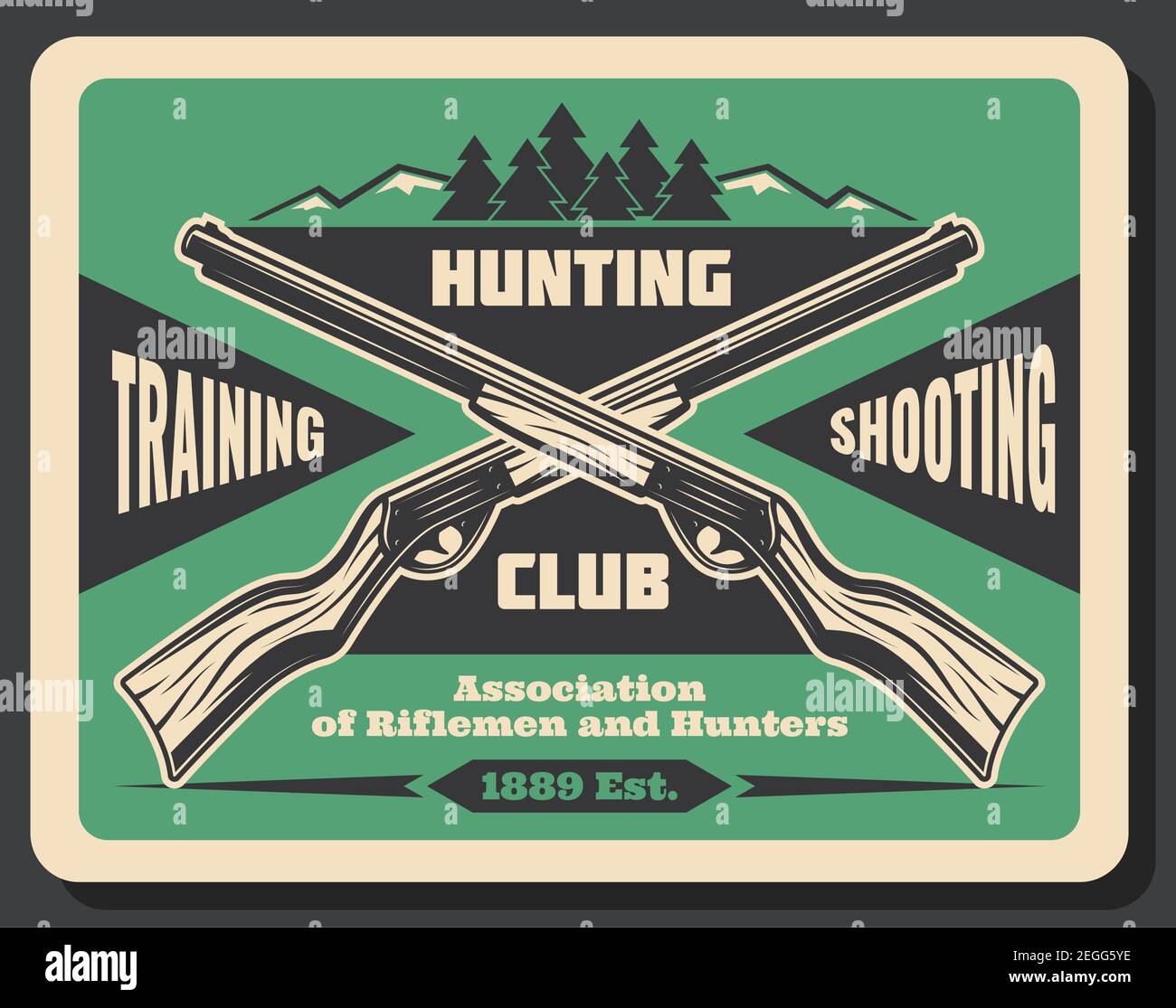 Hunting club vintage poster for hunter shooting training promotion ...