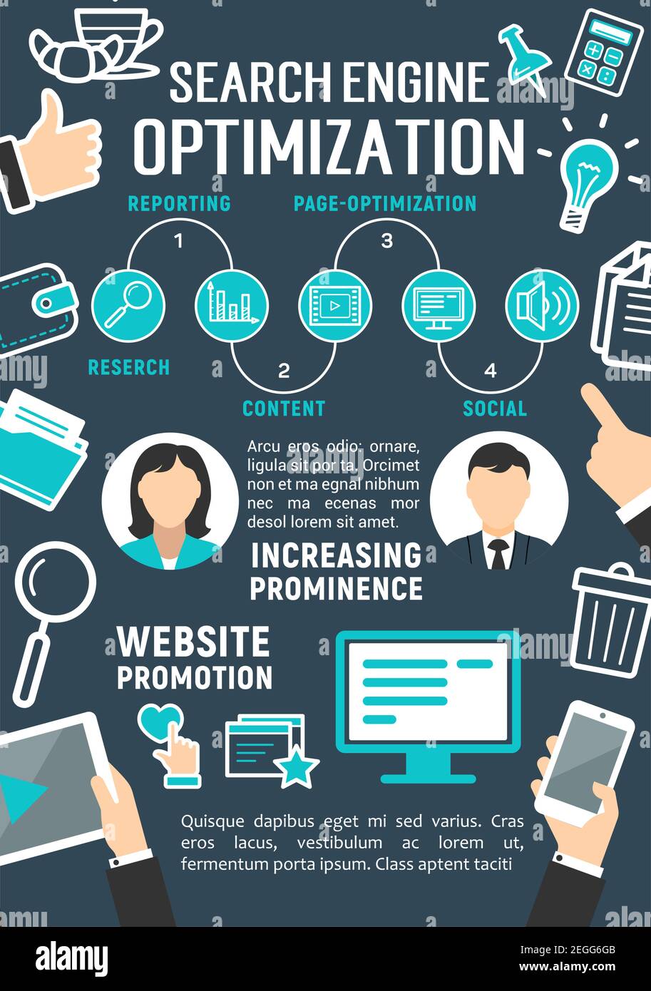Search engine optimization and internet content technology poster for ...
