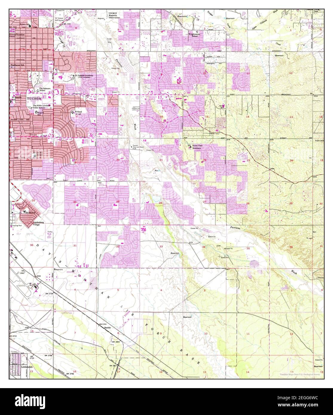 Tucson East, Arizona, map 1957, 1:24000, United States of America by ...