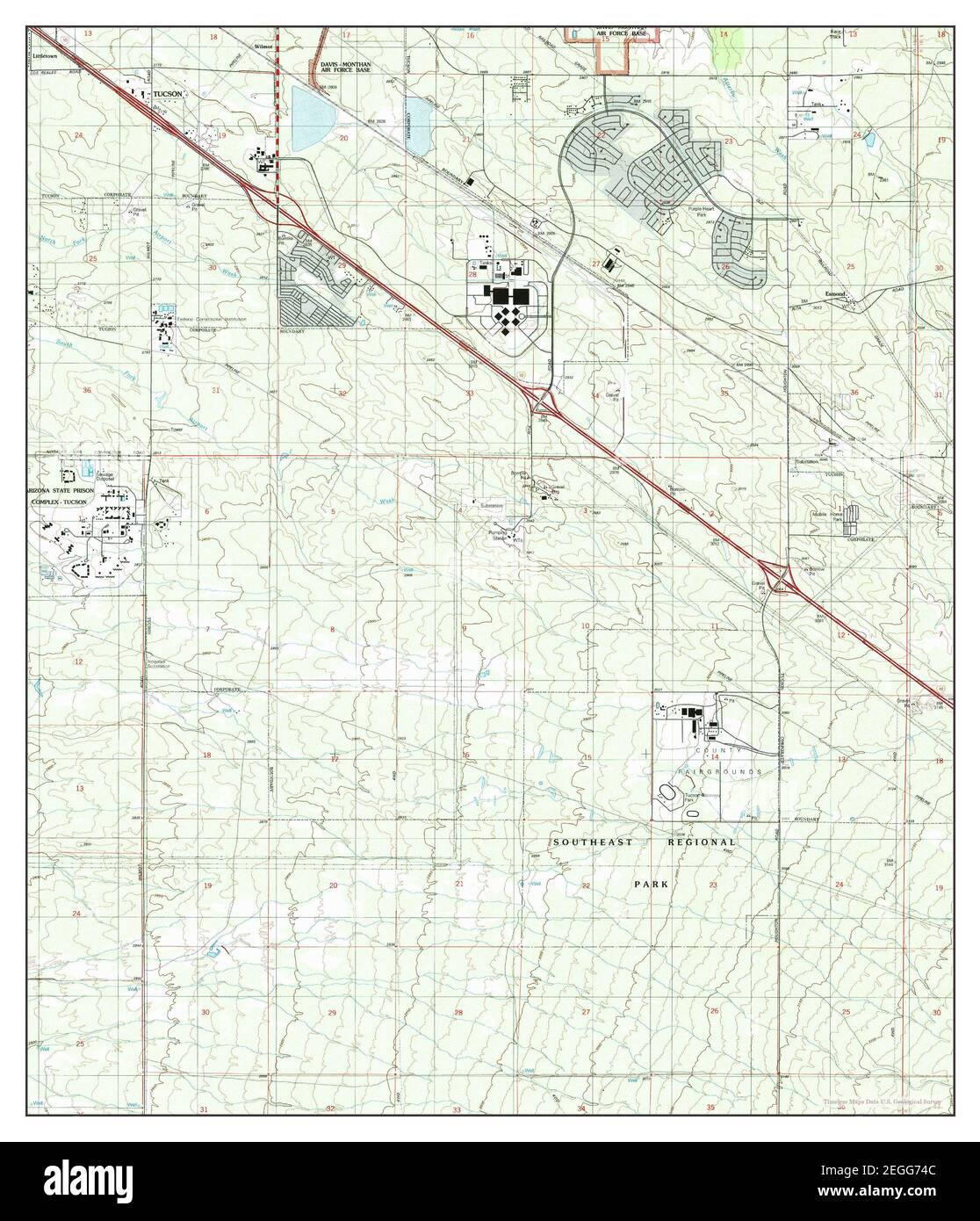 Tucson SE, Arizona, map 1996, 1:24000, United States of America by ...