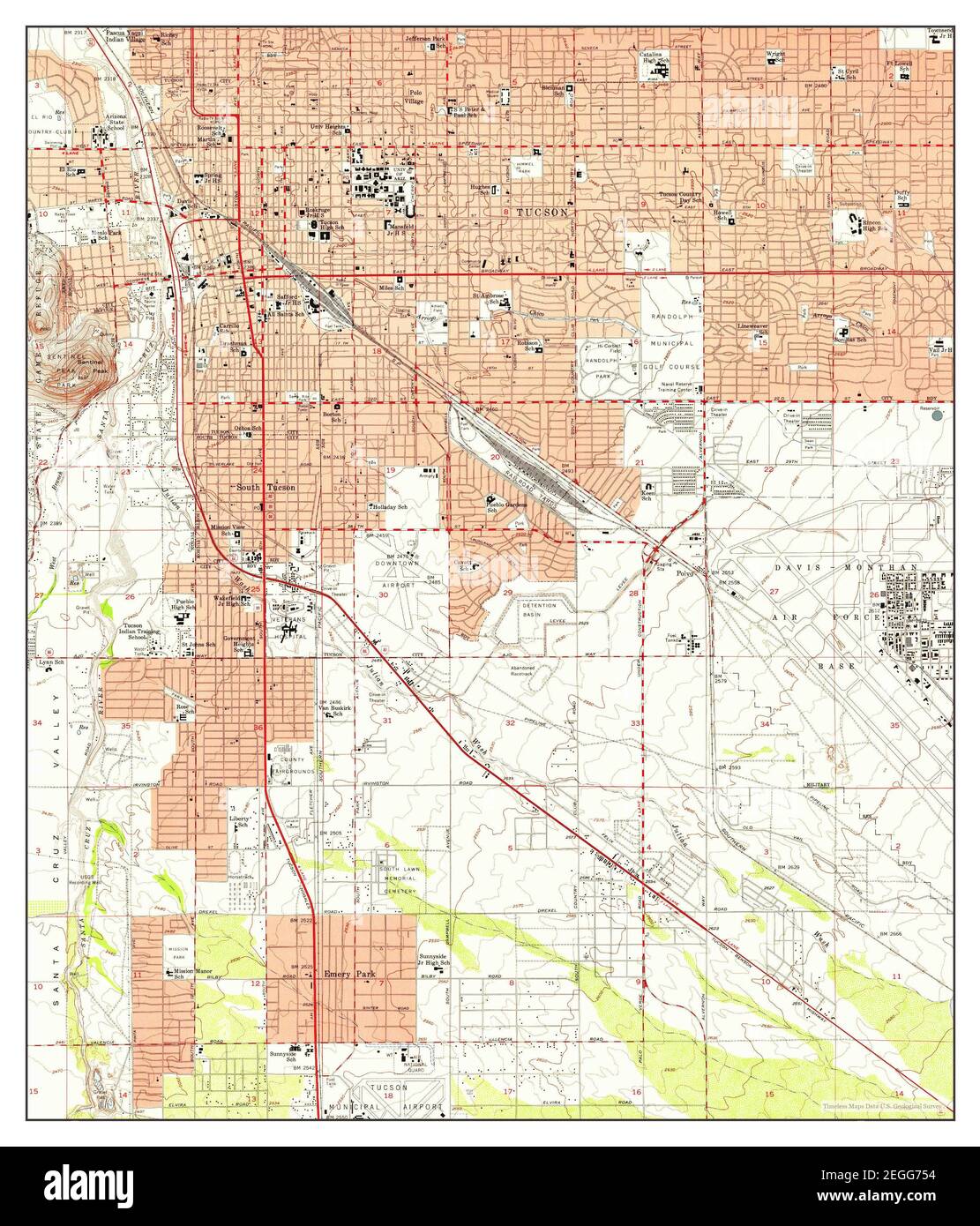 Tucson, Arizona, map 1957, 1:24000, United States of America by ...