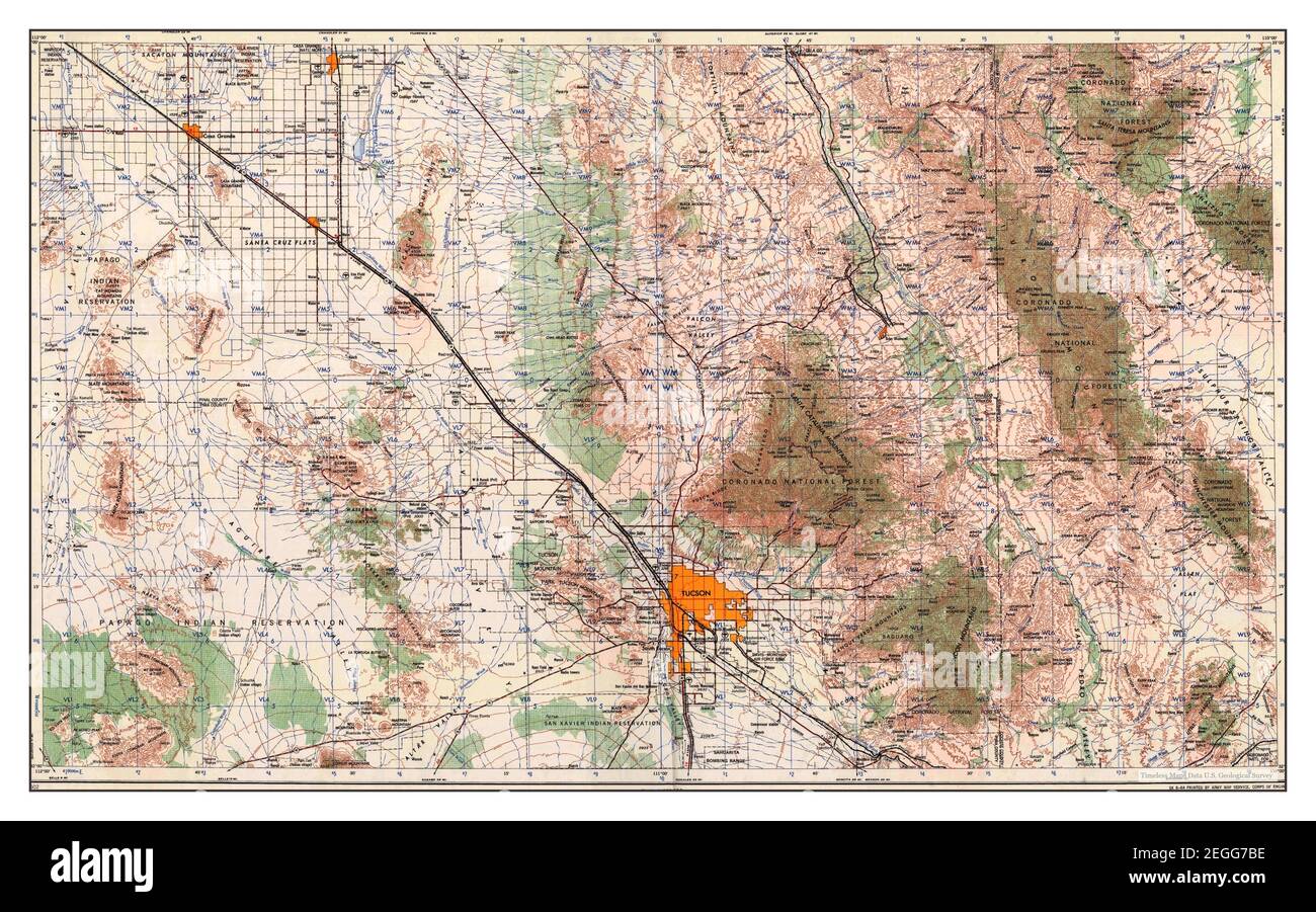 Tucson, Arizona, map 1964, 1:250000, United States of America by ...