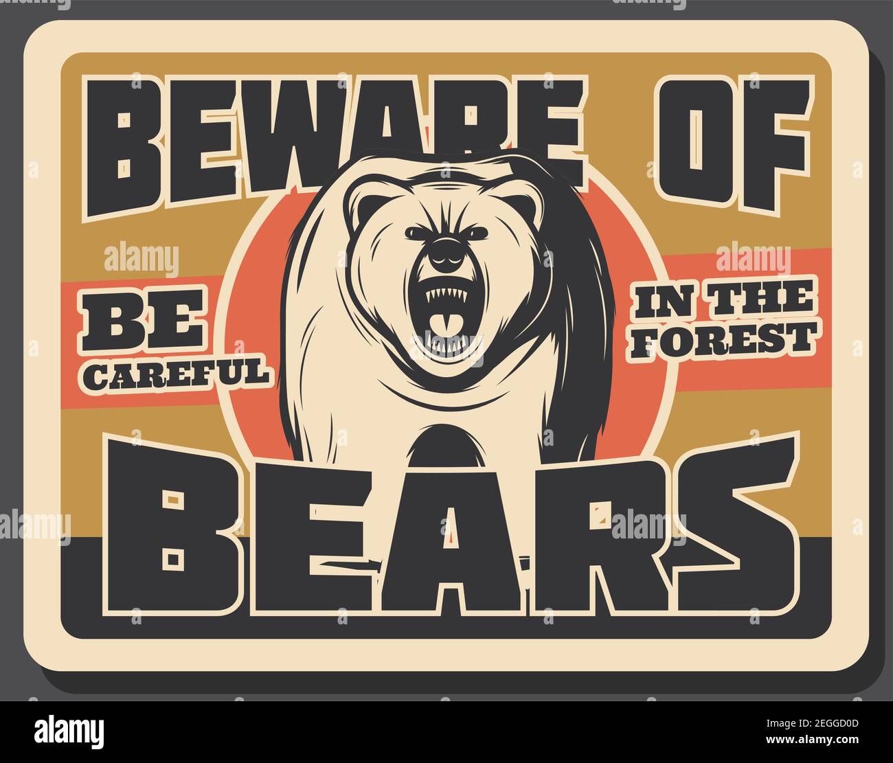 Bear wild animal vintage banner for hunting sport design. Angry grizzly ...