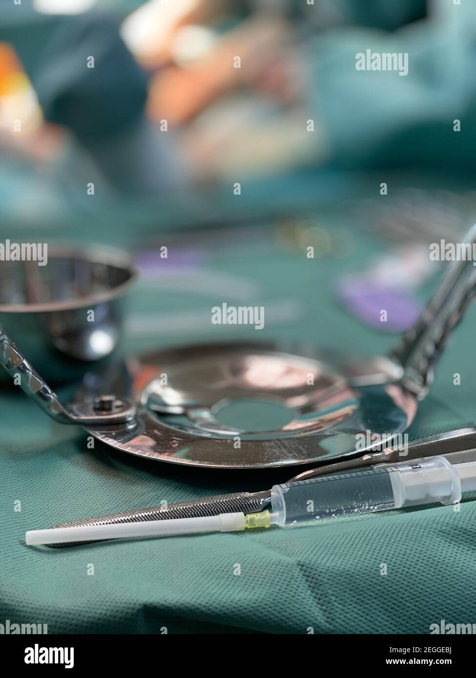 on an operating table are the instruments for performing a leg ...