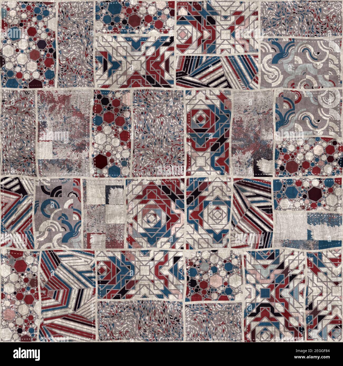 Seamless patchwork collage mix quilt pattern print Stock Photo - Alamy