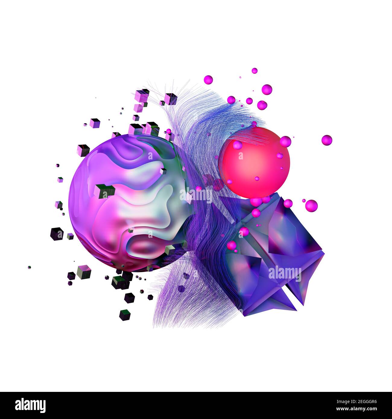 Abstract 3d illustration of geometric shapes of different texture ...