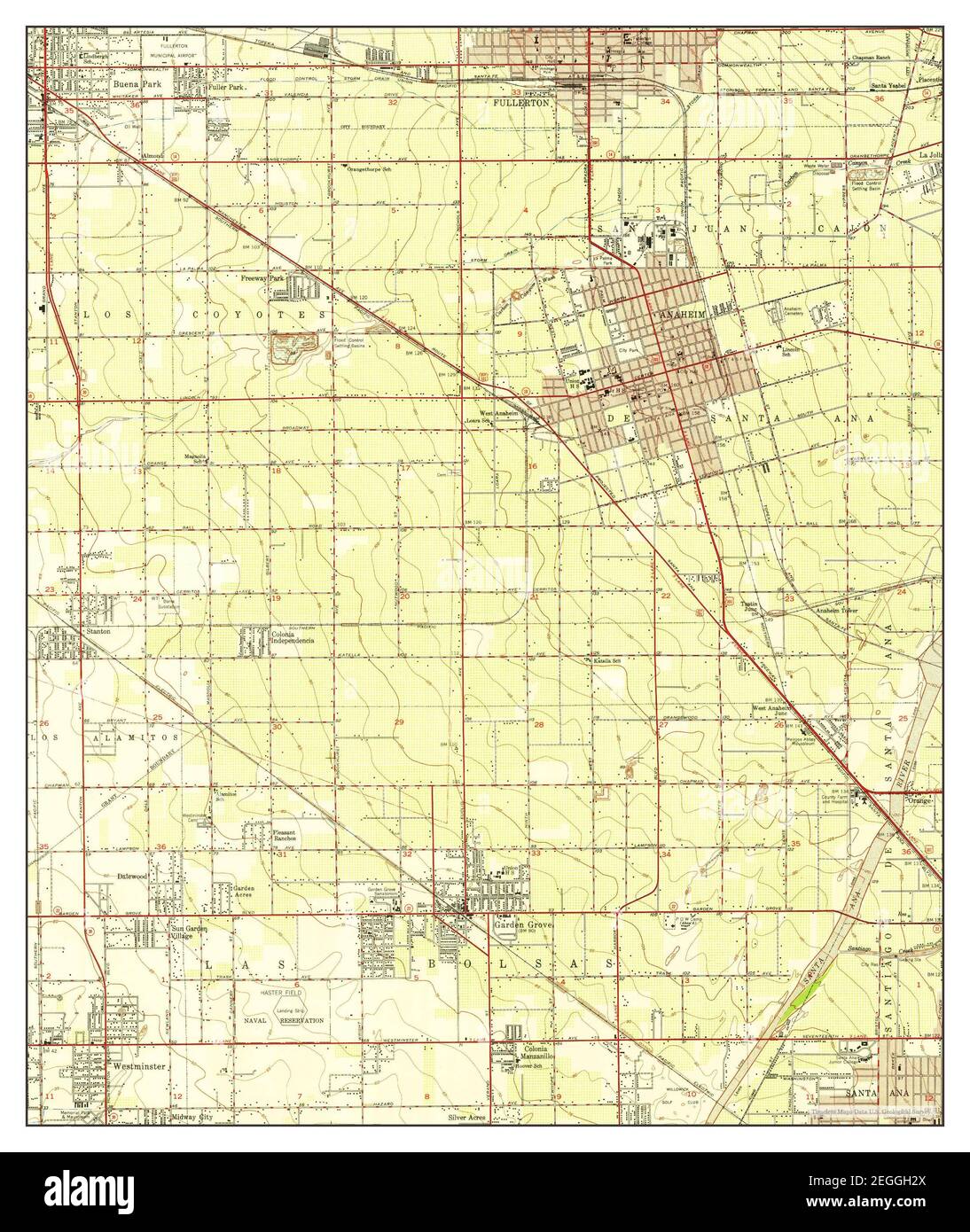 Anaheim, California, map 1950, 1:24000, United States of America by ...