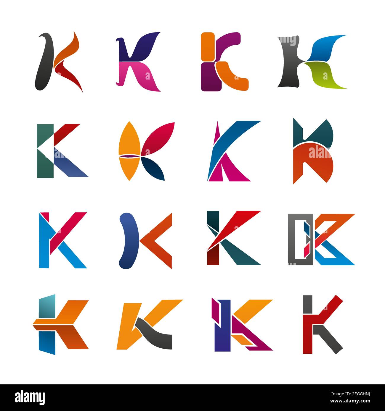 Letter K icon of abstract alphabet font for business branding design ...