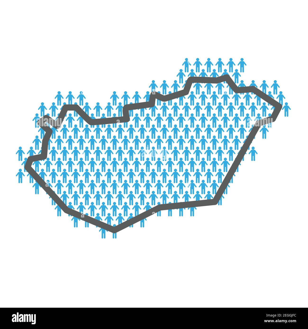 Hungary population map. Country outline made from people figures Stock ...