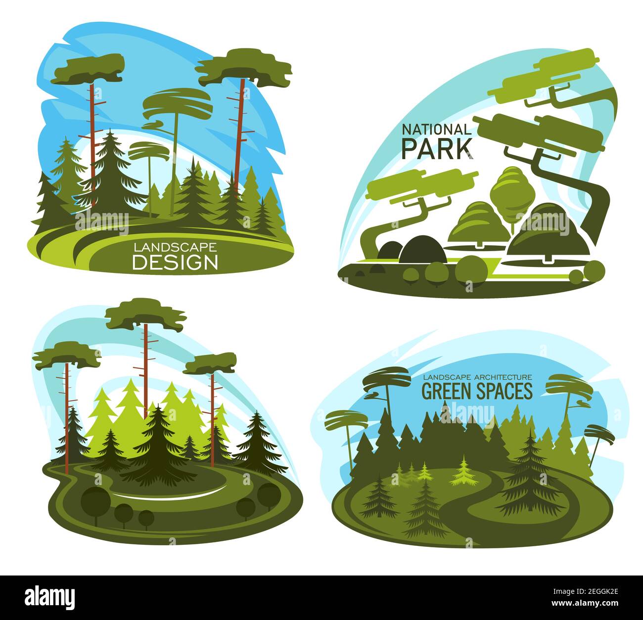 Landscape design and gardening service icon of national park tree ...
