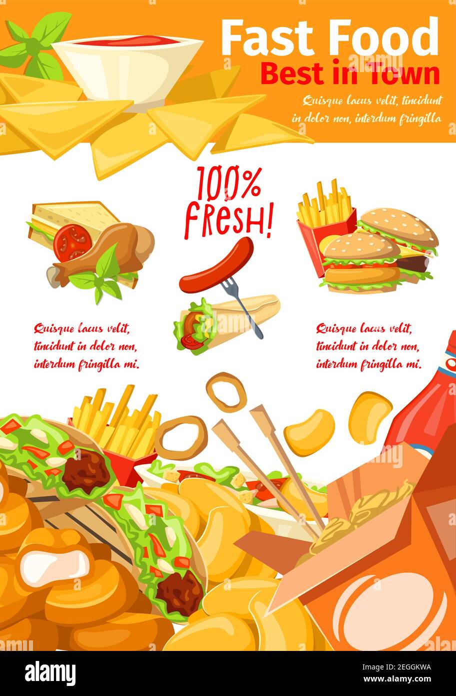 Fast food restaurant banner for american, mexican and chinese cafe menu ...
