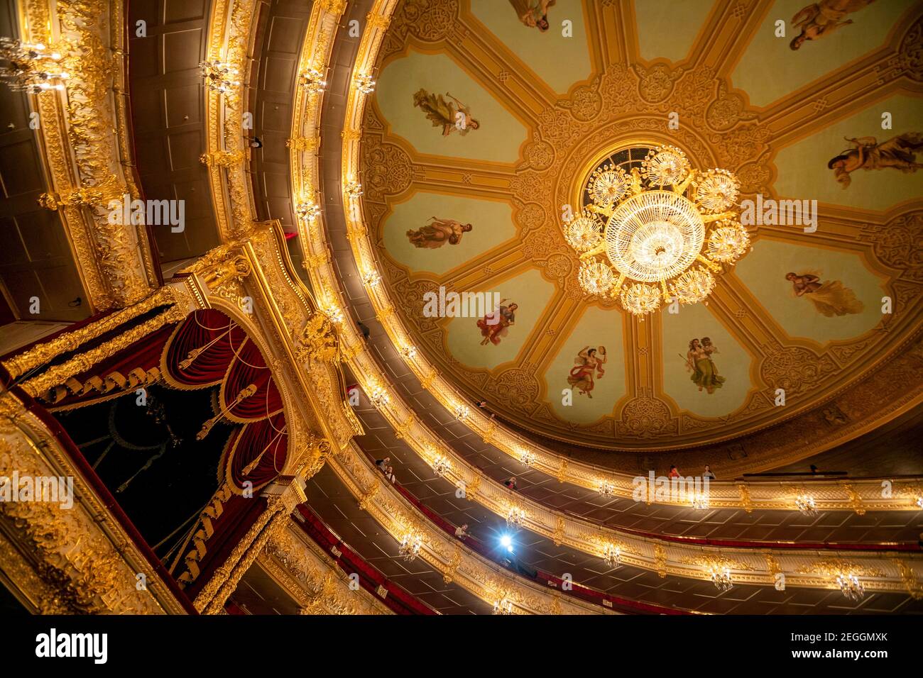 View to the interior of auditorium in the Bolshoi Theatre (historical ...