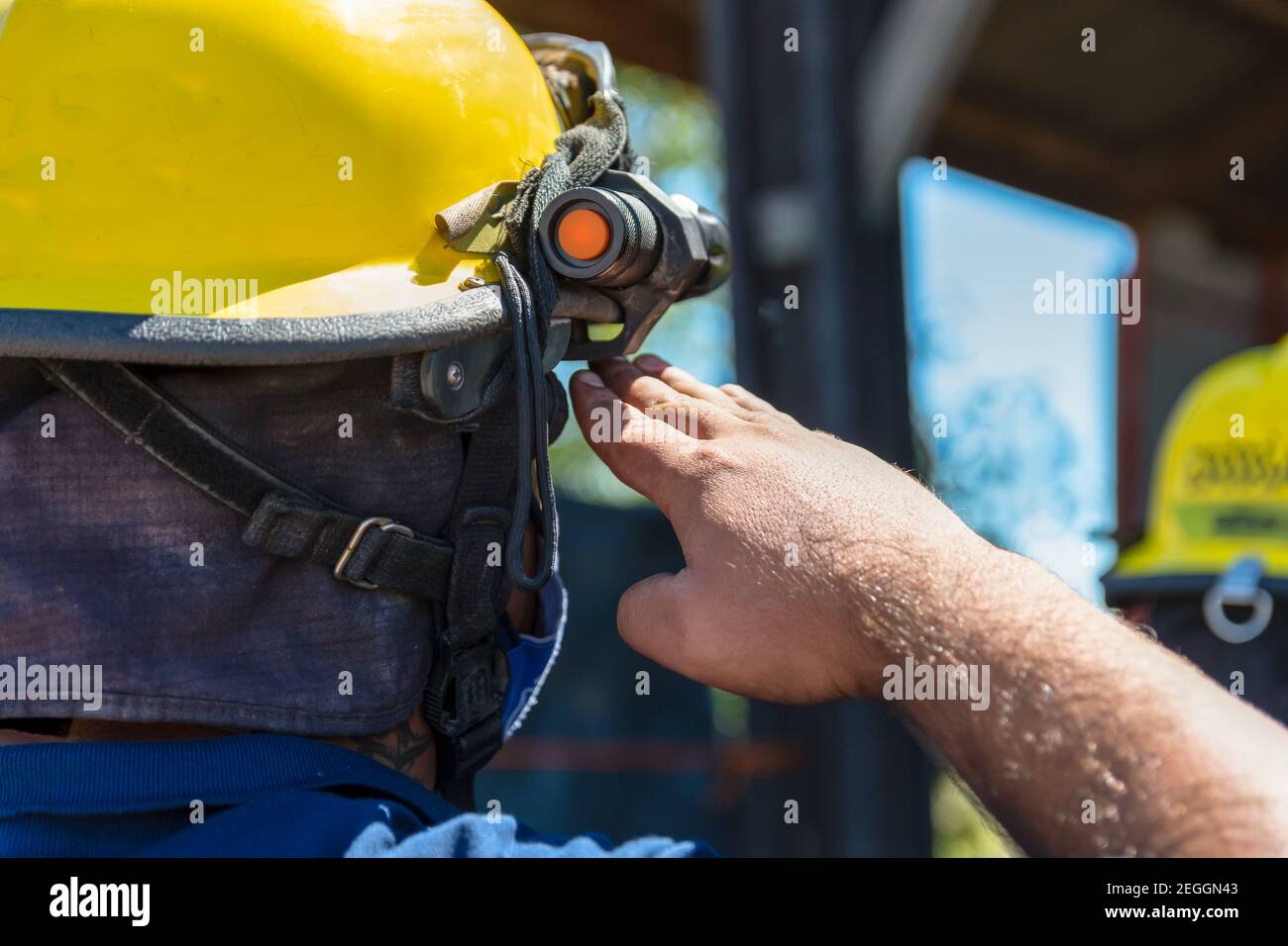 Selective rare view of a firefighter saluting Stock Photo - Alamy