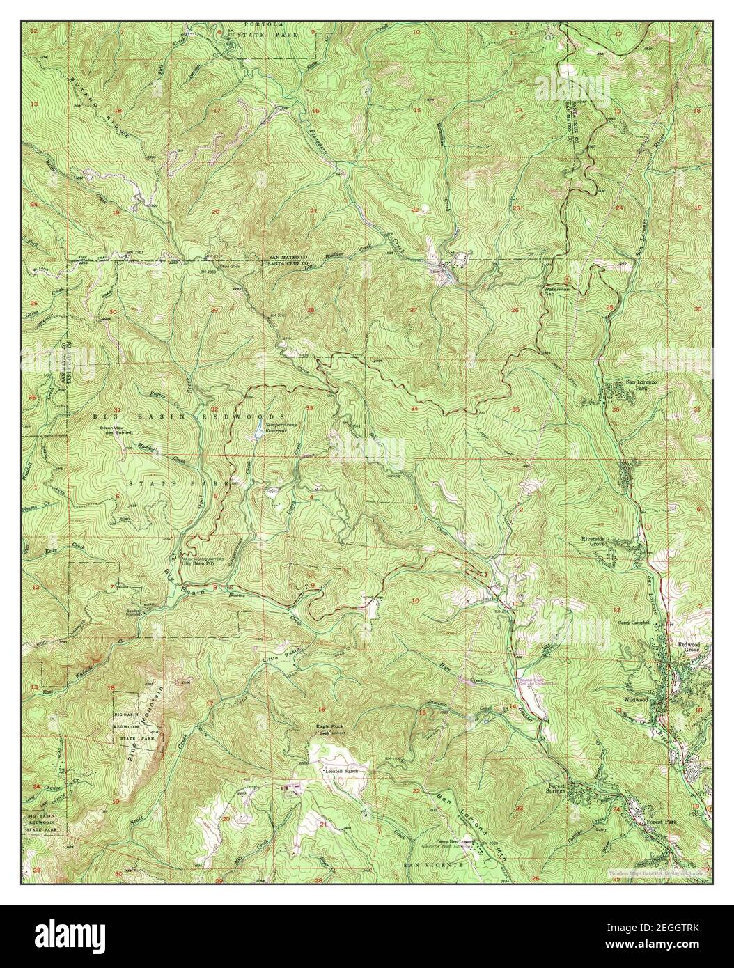 Big Basin, California, map 1955, 1:24000, United States of America by ...