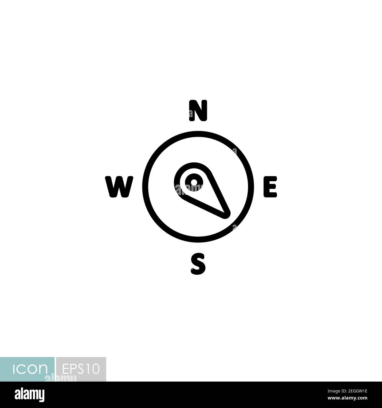 Compass wind rose vector icon. Direction southeast. Meteorology sign ...
