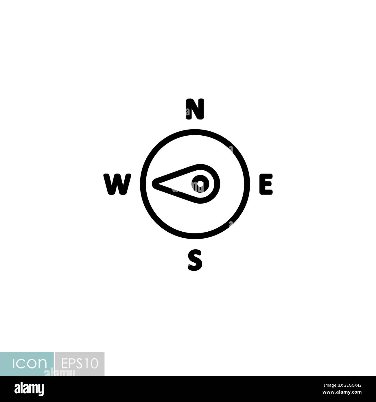 Compass wind rose vector icon. Direction west. Meteorology sign. Graph ...