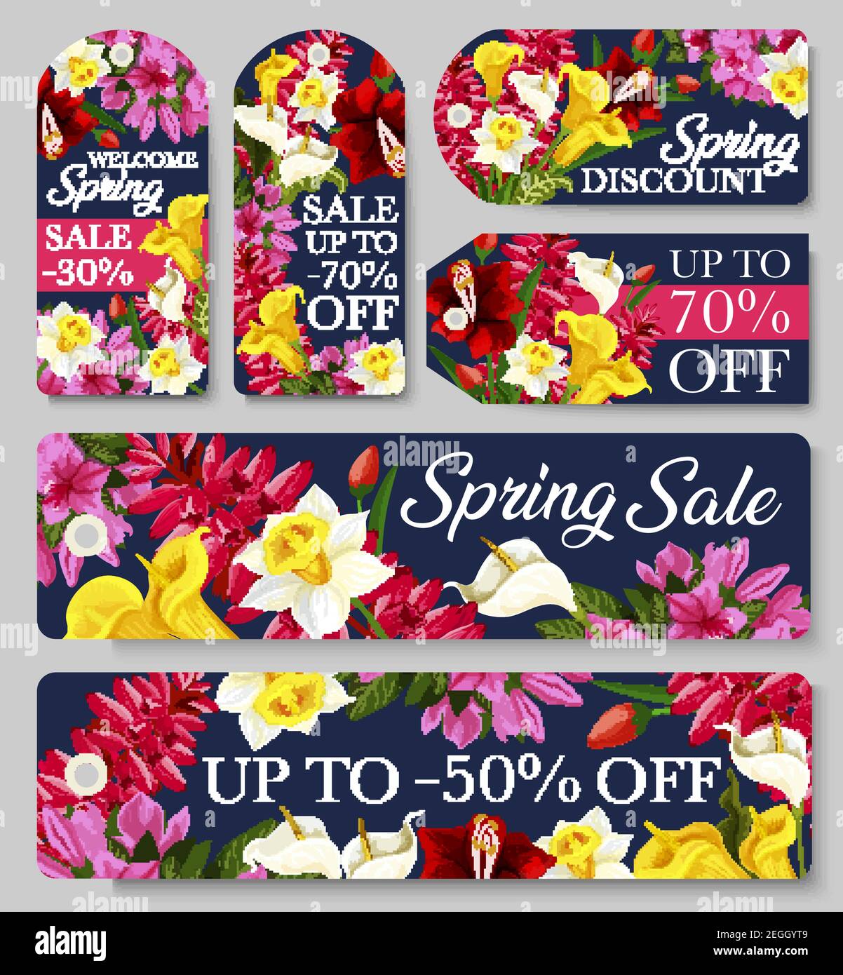 Sale tag of Spring seasonal discount price offer template with flower ...