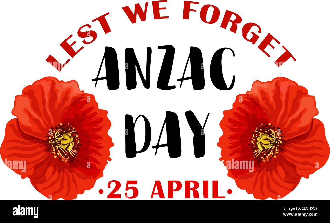 Red poppy flower symbol for Anzac Day. Remembrance Day of Australian ...