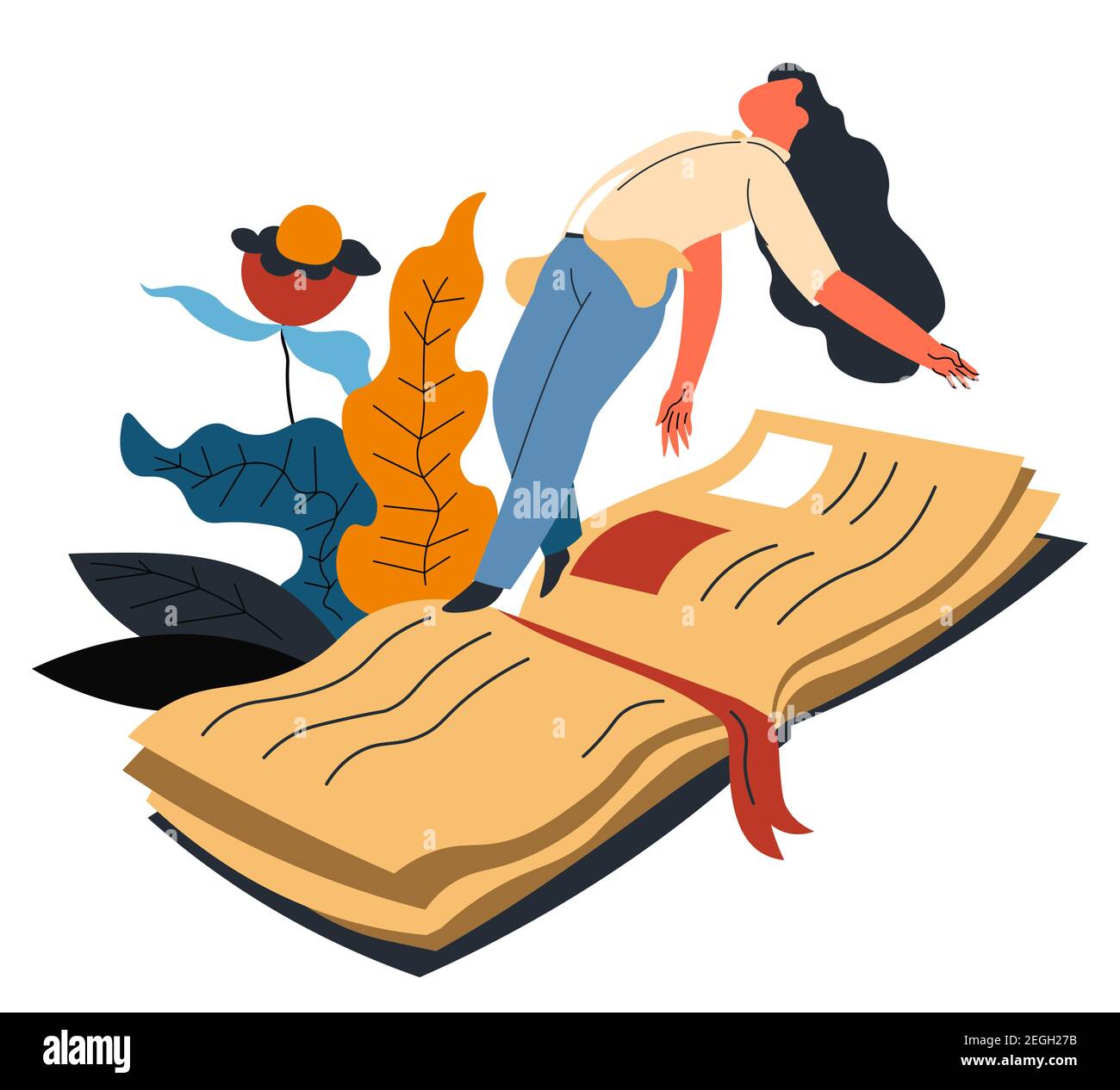 Fantasy worlds discoveries in books while reading Stock Vector Image ...