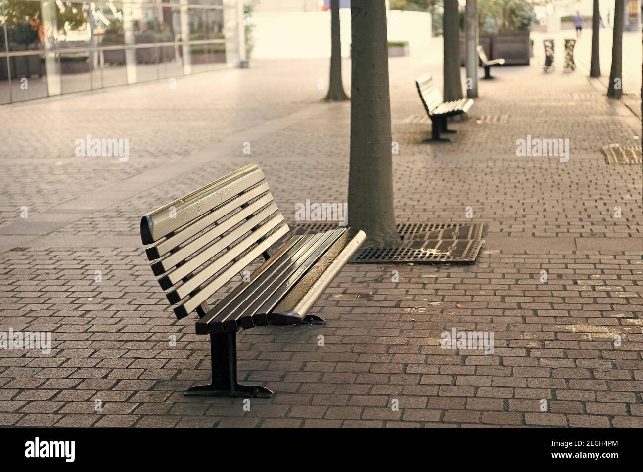 Improvement of public space. Bus station place for waiting. Urban bench ...