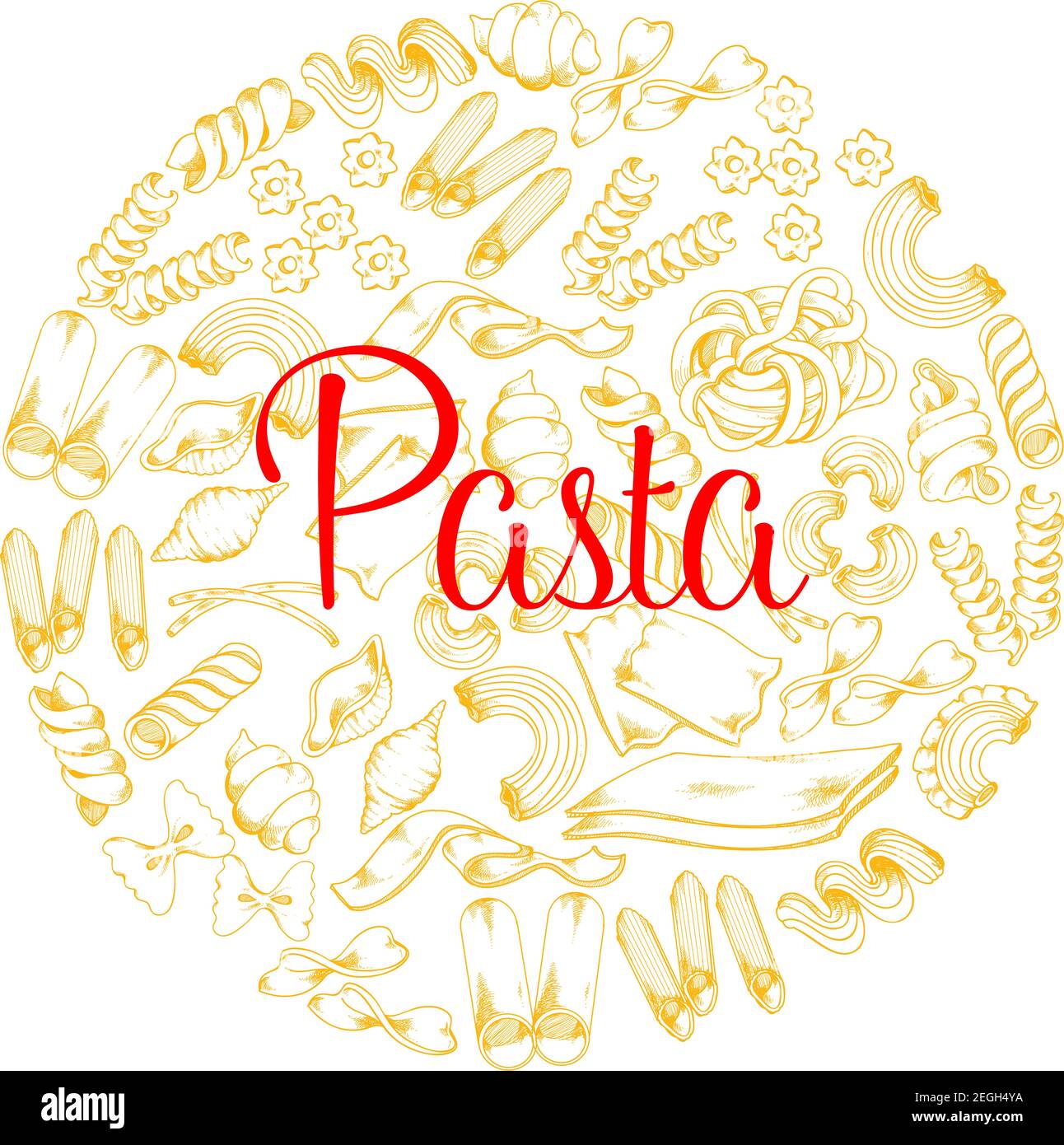 Pasta poster for Italian restaurant. Vector design of macaroni ...