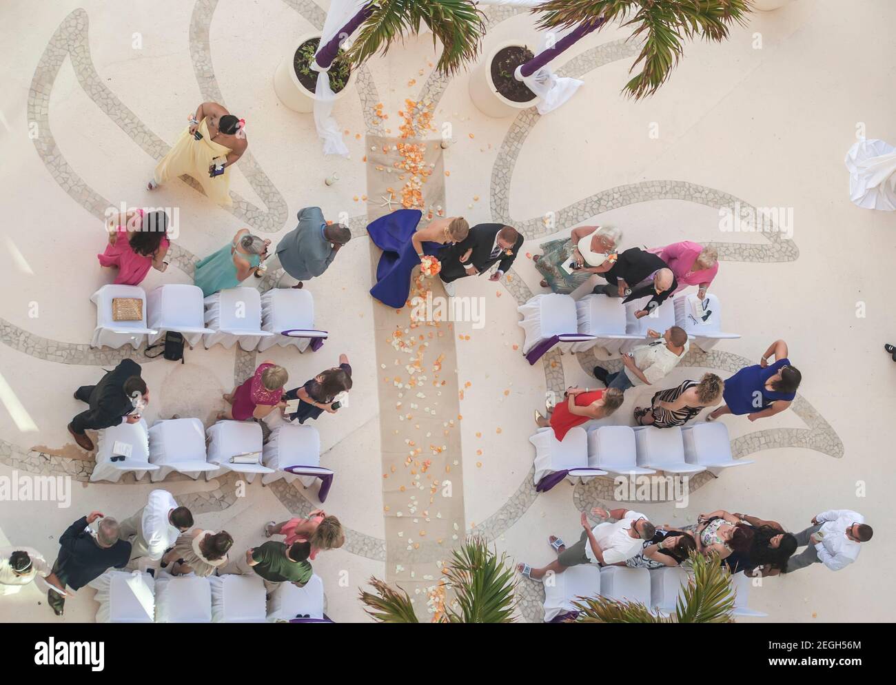 Overhead view of wedding ceremony Caribbean hotel Stock Photo - Alamy