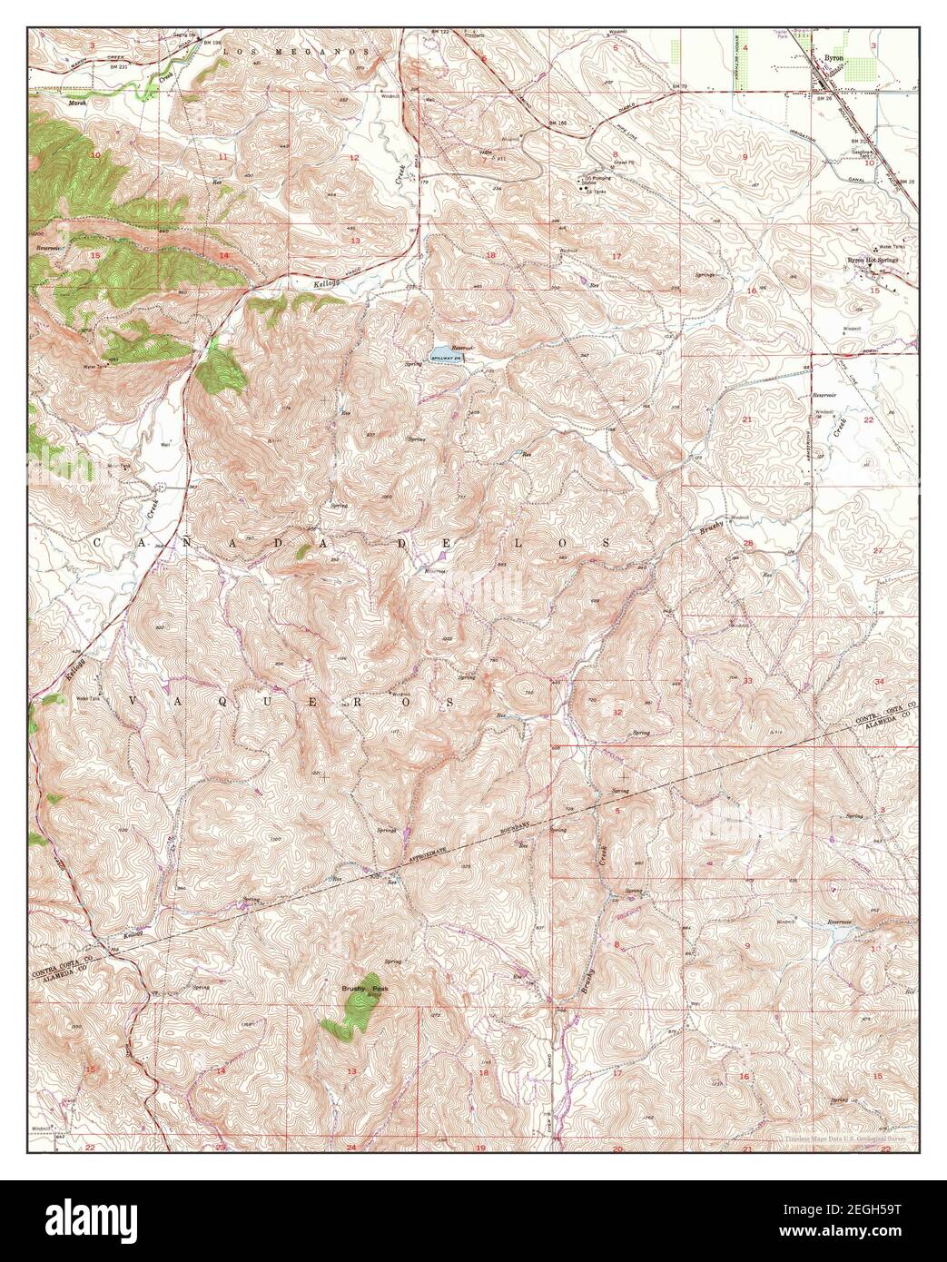 Byron Hot Springs, California, map 1953, 1:24000, United States of ...