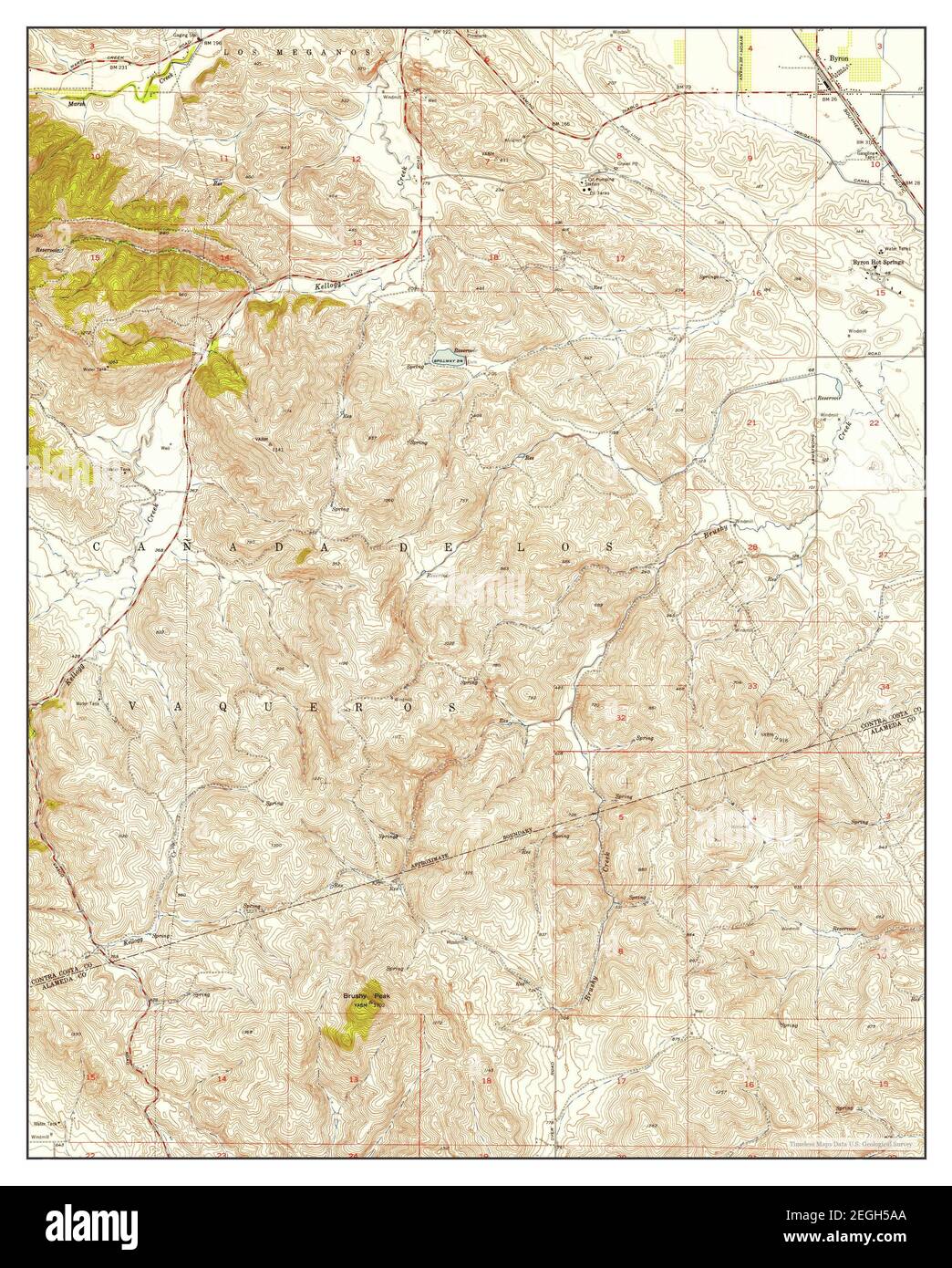 Byron Hot Springs, California, map 1953, 1:24000, United States of ...