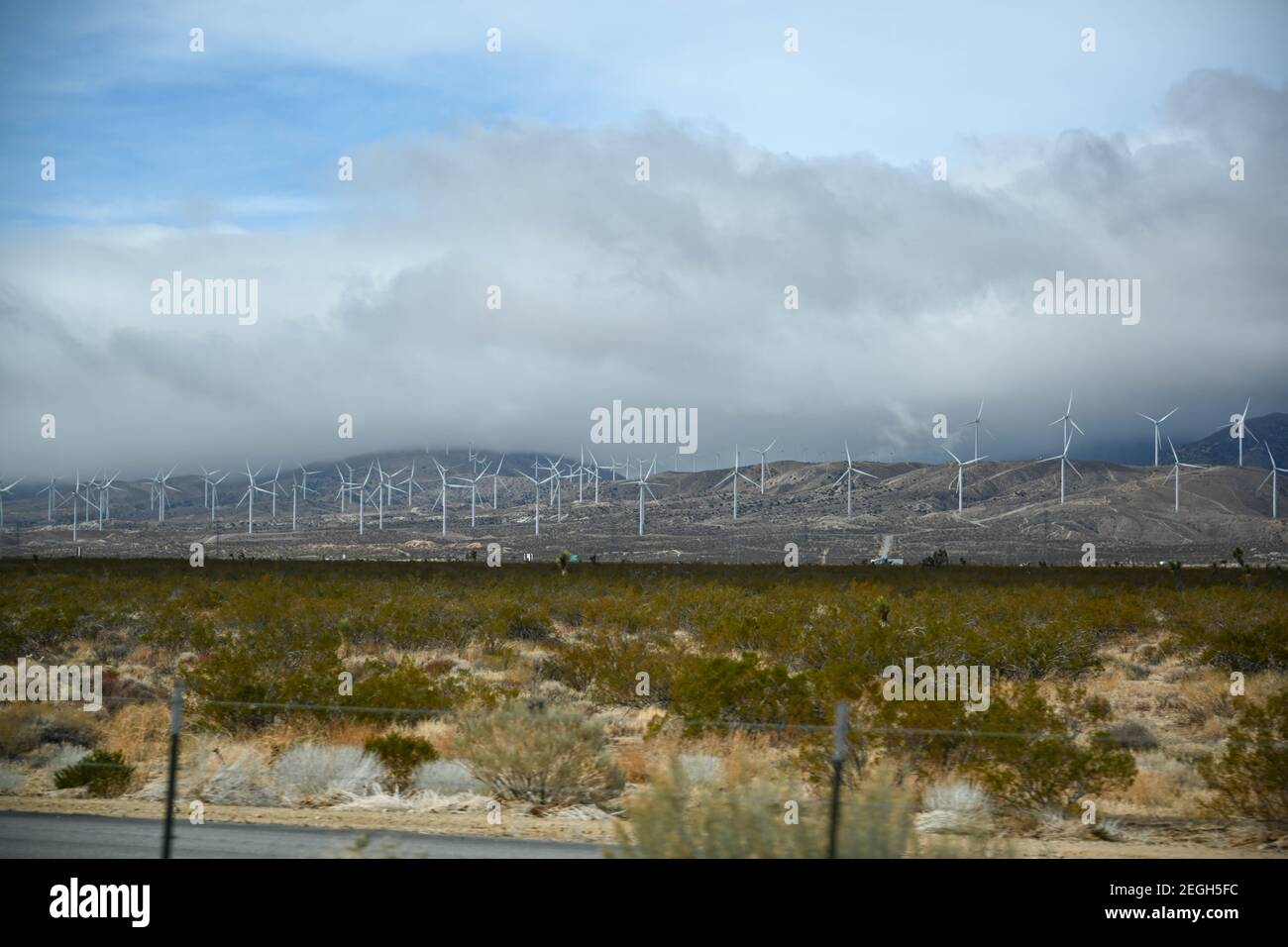 General overall view of the Tehachapi Pass wind farm in Mojave, Calif ...