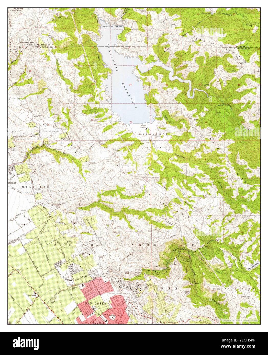 Calaveras Reservoir, California, map 1961, 1:24000, United States of ...