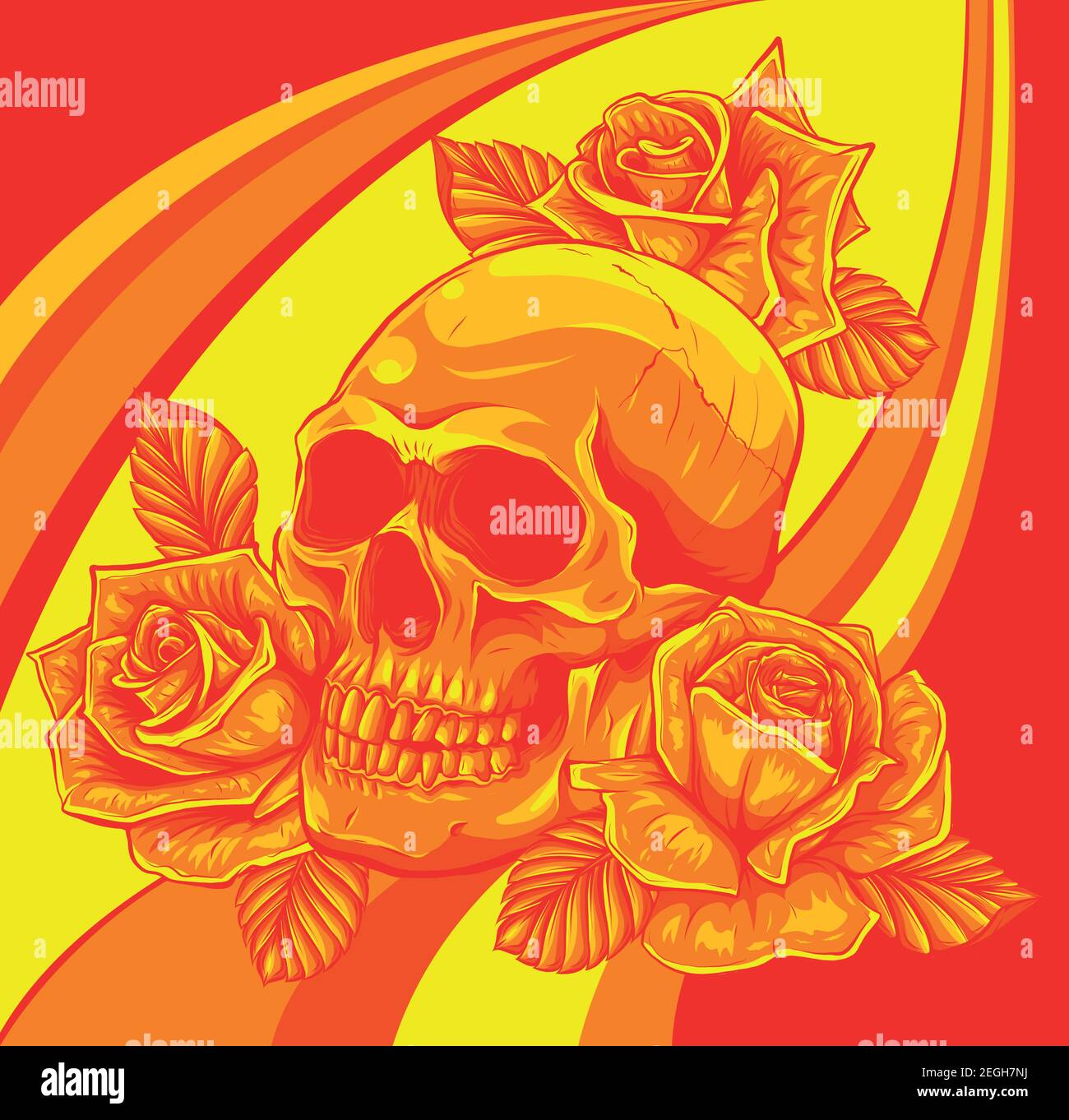 A human skulls with roses vector illustration Stock Vector Image & Art ...