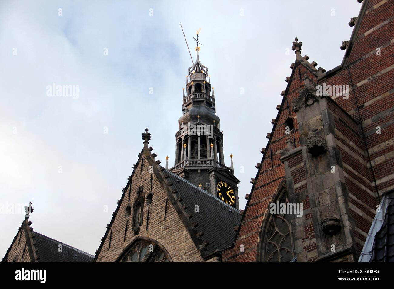 The Oude Kerk, Old Church, Detail of the facade, the oldest currently ...
