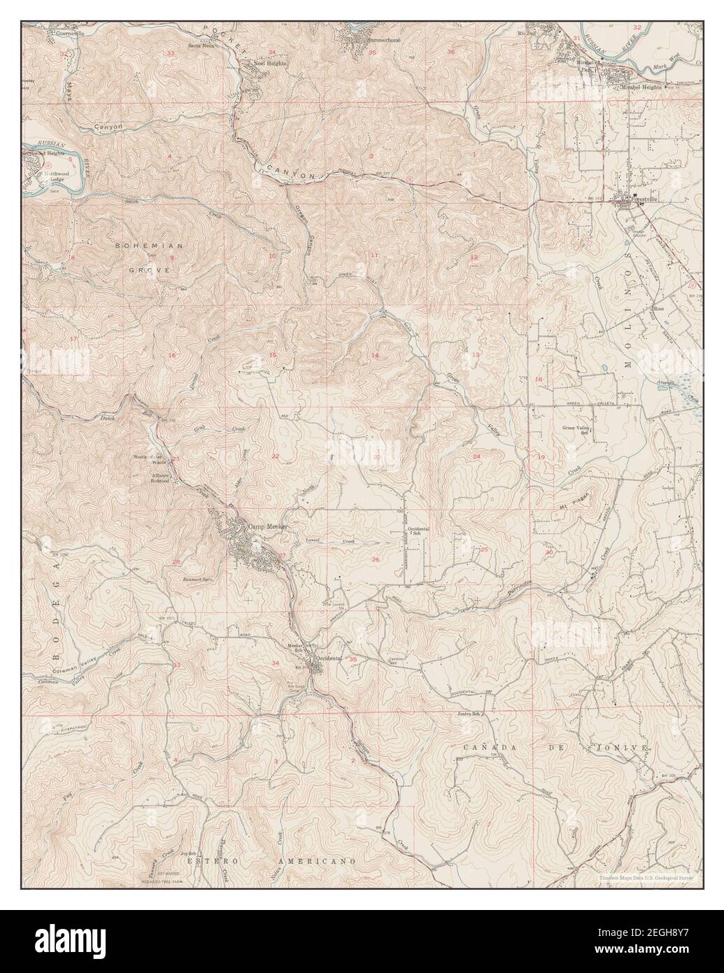 Camp Meeker, California, map 1954, 1:24000, United States of America by ...