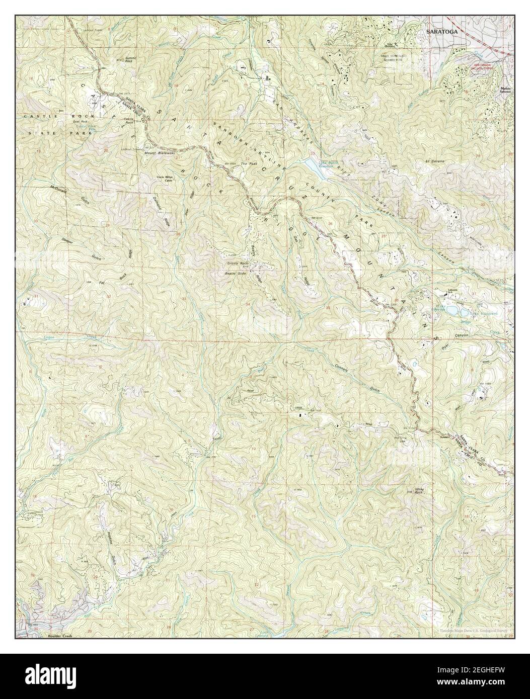 Castle Rock Ridge, California, map 1991, 1:24000, United States of ...
