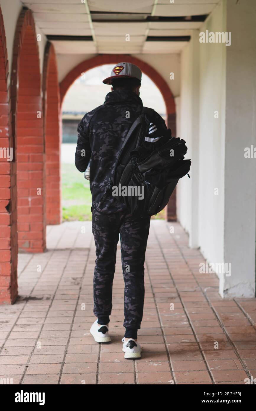 Getting ready to do a workout in the park Stock Photo - Alamy