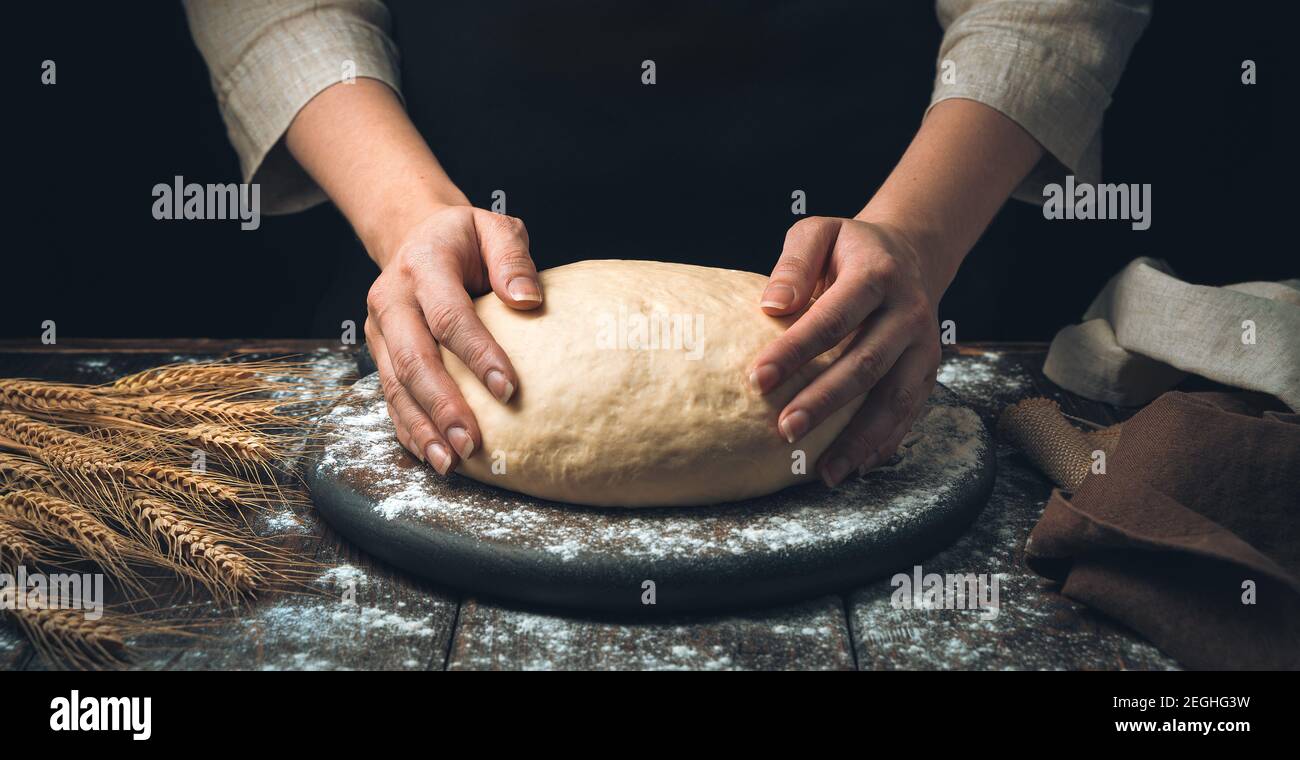Female hands kneading dough prepare hi-res stock photography and images ...