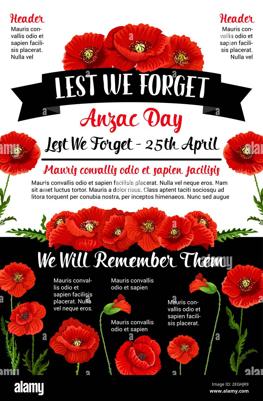 Anzac Day memorial day card and Lest We Forget text banner for 25 April ...
