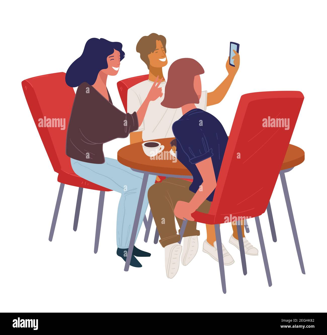 Cheerful young friends enjoying] Stock Vector Images - Alamy