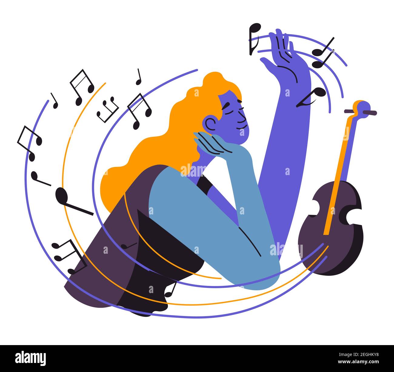 Female character playing on violin, song composer Stock Vector Image ...