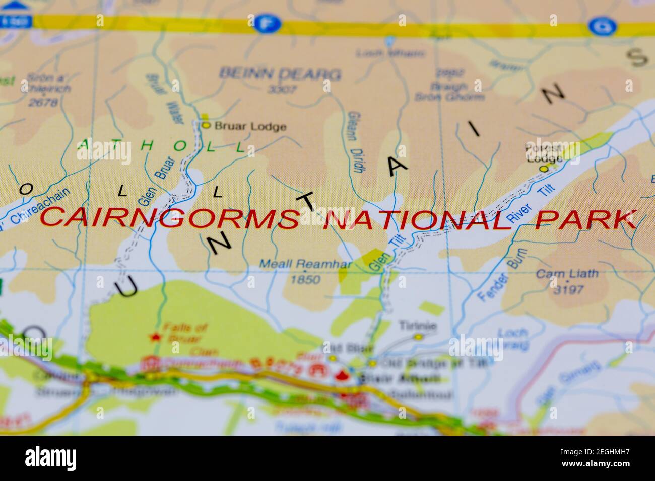 The cairngorms national park and surrounding areas shown on a road map ...