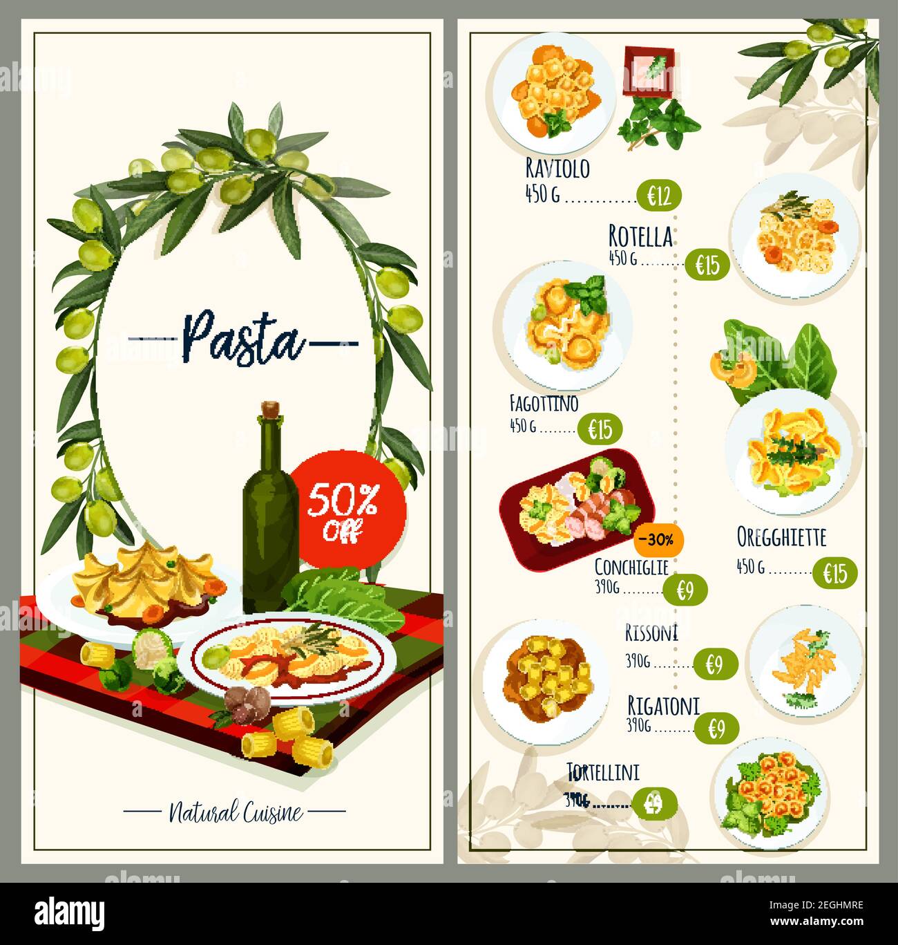 Italian Pasta Menu