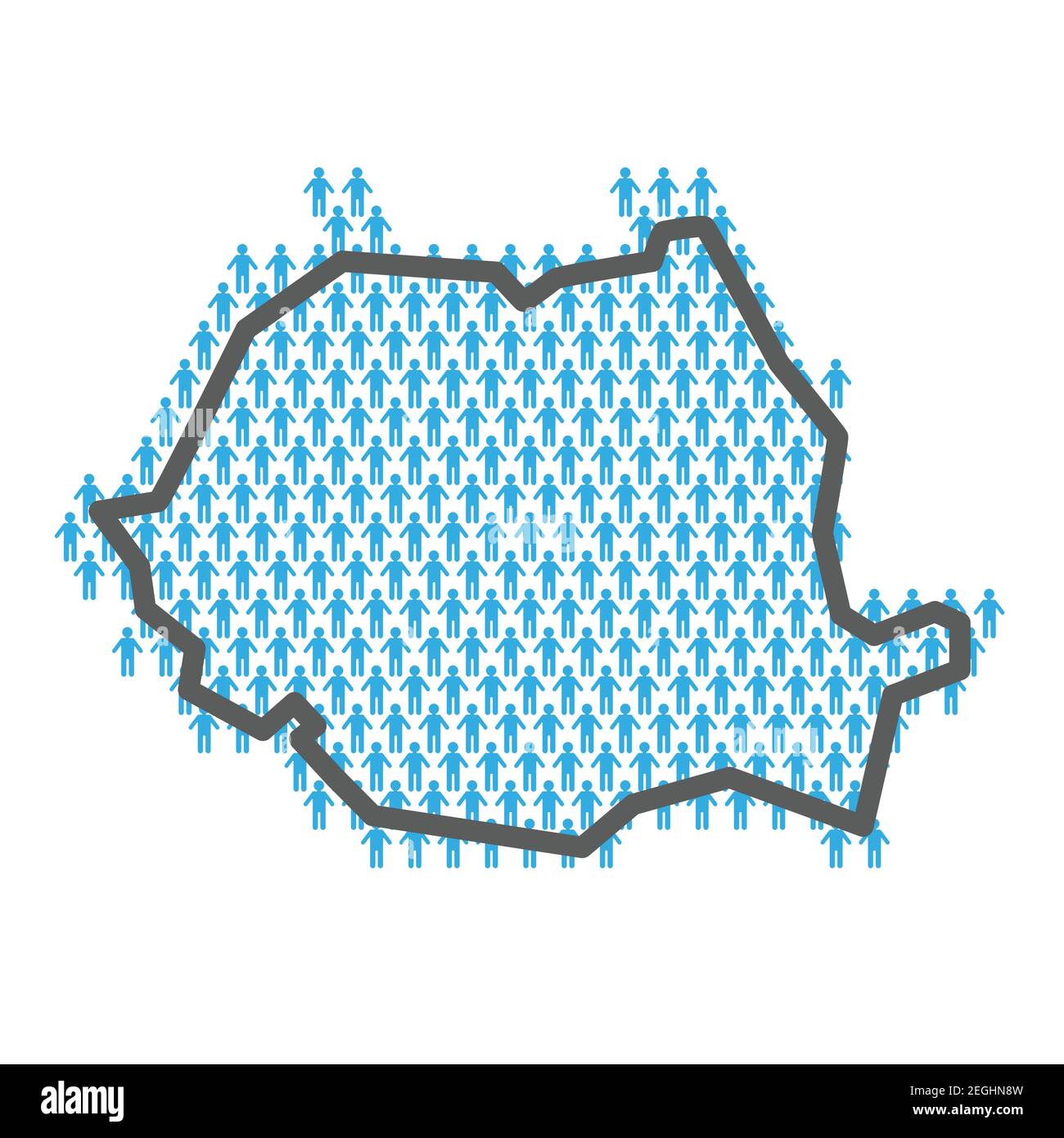 Romania population map. Country outline made from people figures Stock ...