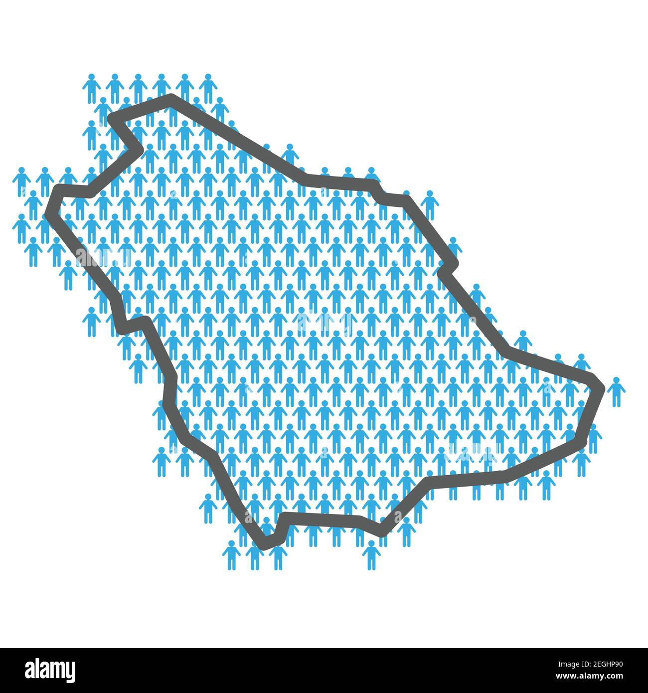 Saudi Arabia population map. Country outline made from people figures ...