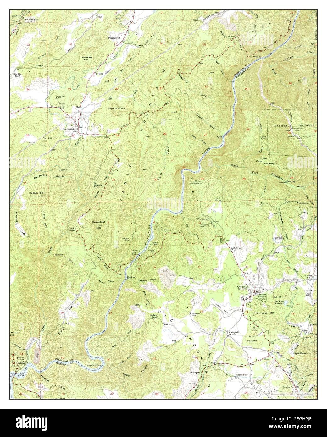 Columbia, California, map 1948, 1:24000, United States of America by ...