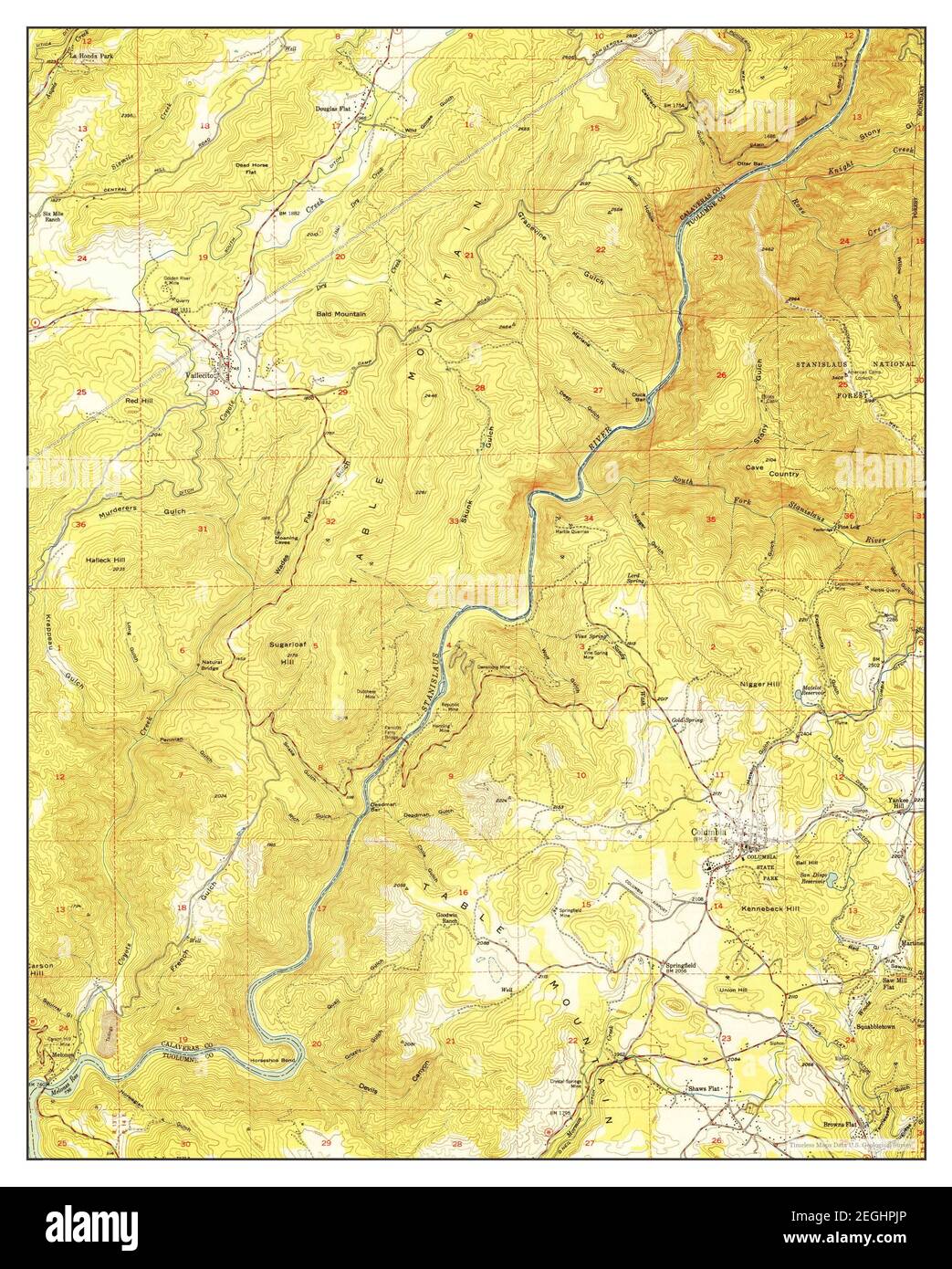 Columbia, California, map 1949, 1:24000, United States of America by ...