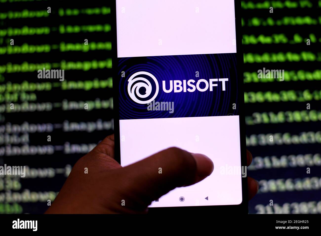 In this Photo illustration, an UBISOFT logo seen displayed on a ...