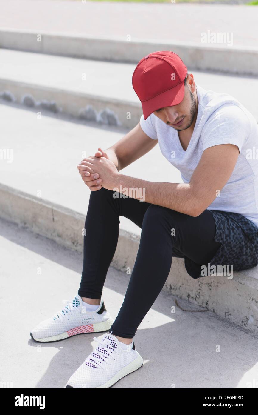 Getting ready to do a workout in the park Stock Photo - Alamy
