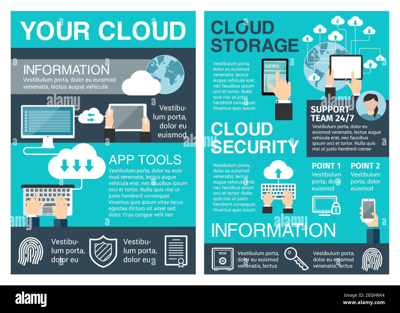 Business cloud computing poster of network and data storage technology ...